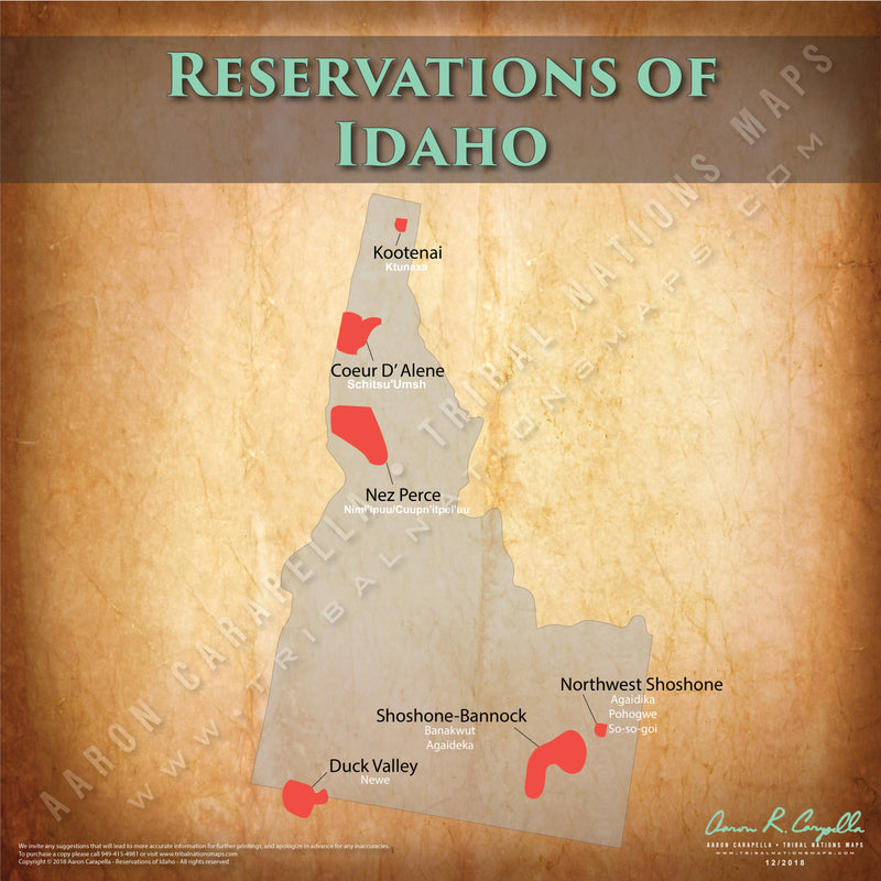 Idaho Indian Reservation Map Poster - Native American History Map ...