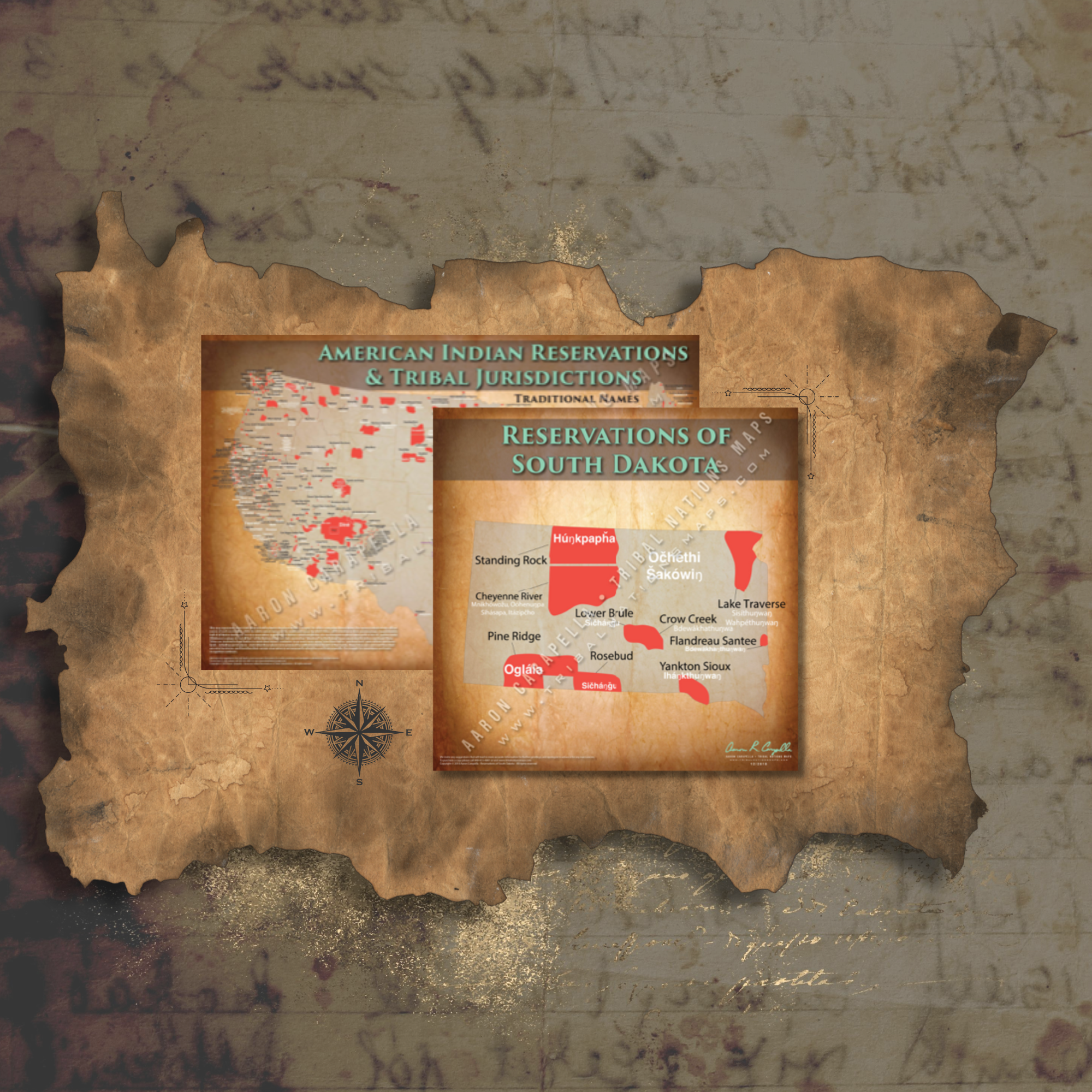 State Reservations Map + Native American Reservations Map Bundle ...