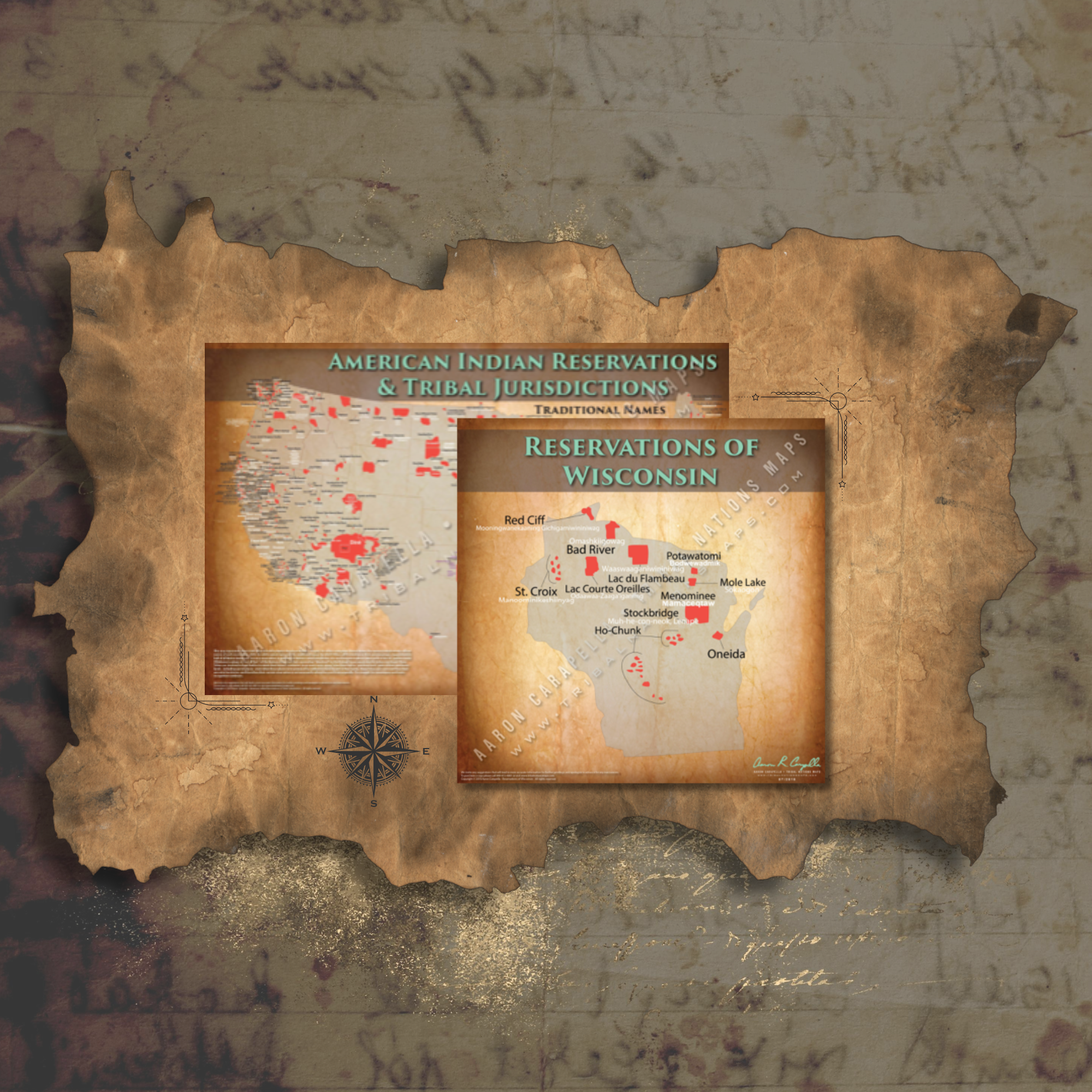 State Reservations Map + Native American Reservations Map Bundle ...